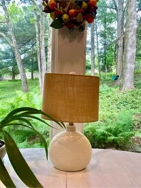 Other | 19 Inch Ceramic Beehive Lamp With Burlap Shade Pottery Look ...